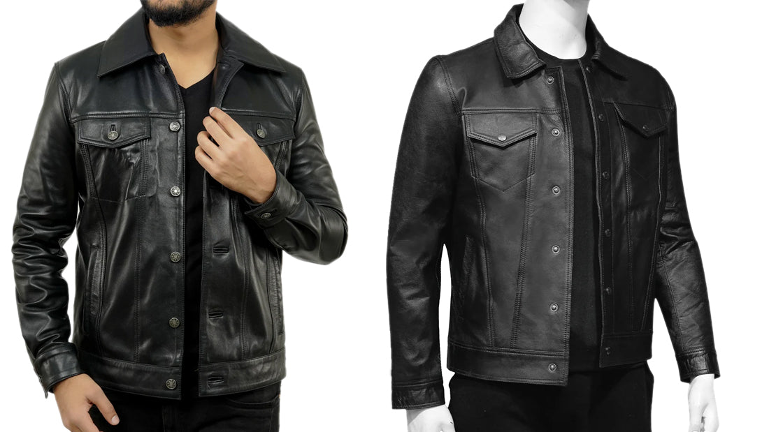 Black Leather Trucker Jacket, Complete Customization and Fitting ...