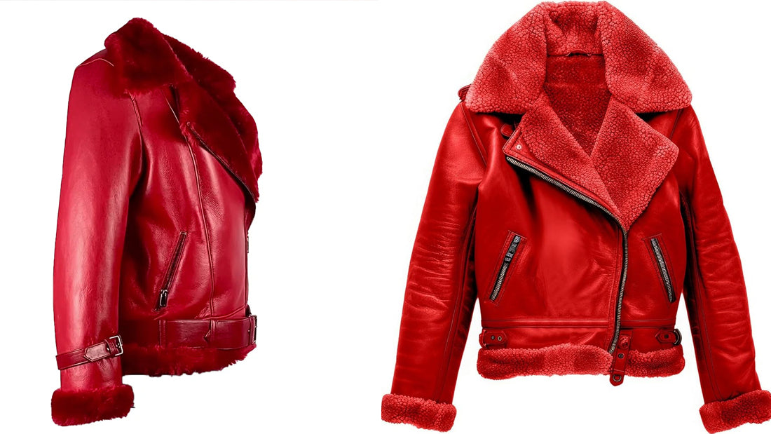 Red Shearling Jacket, Complete Detail Customization and Fitting Option ...